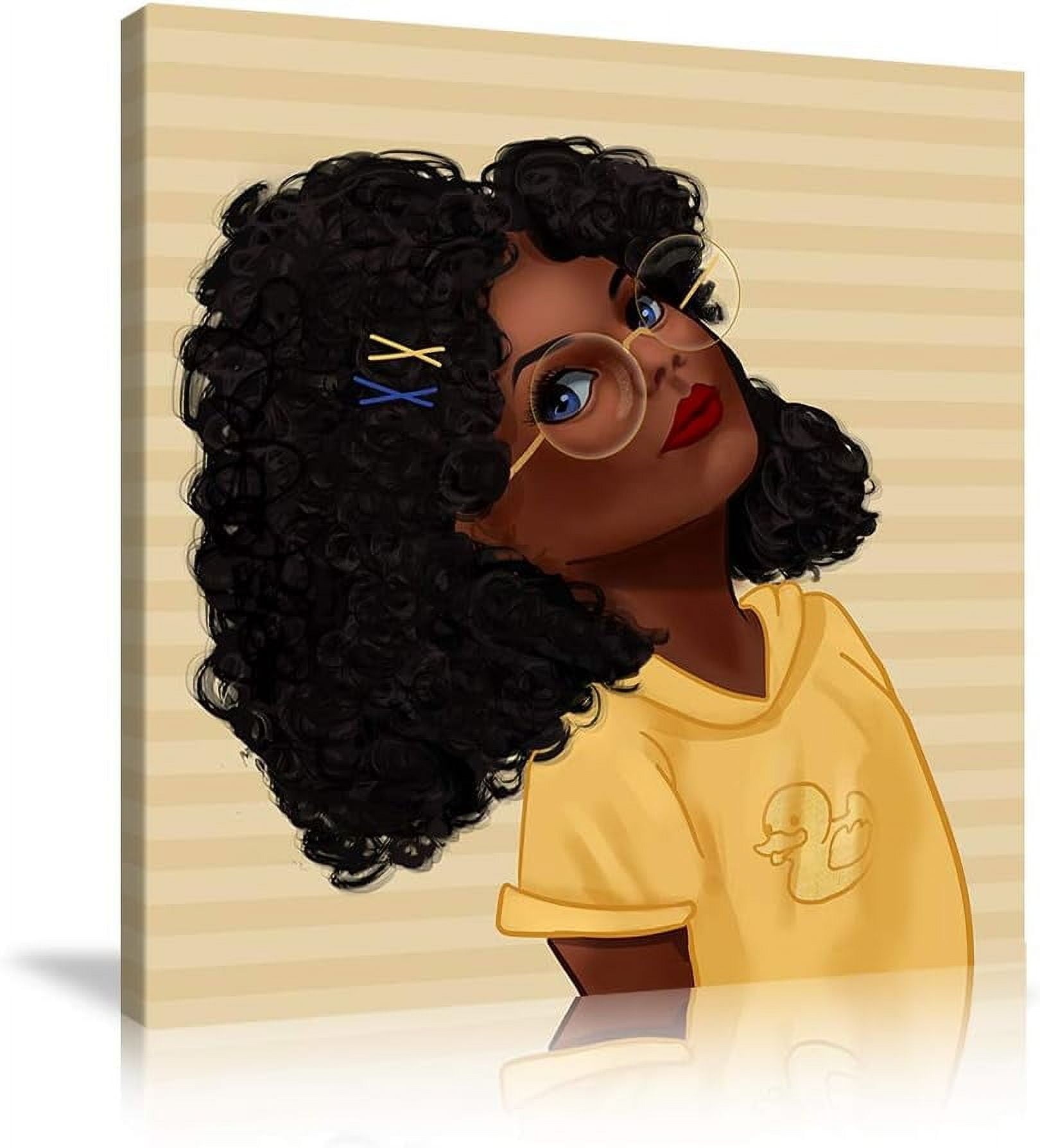 AEFER African Girl Canvas Print Art Yellow Skirt African Women American ...