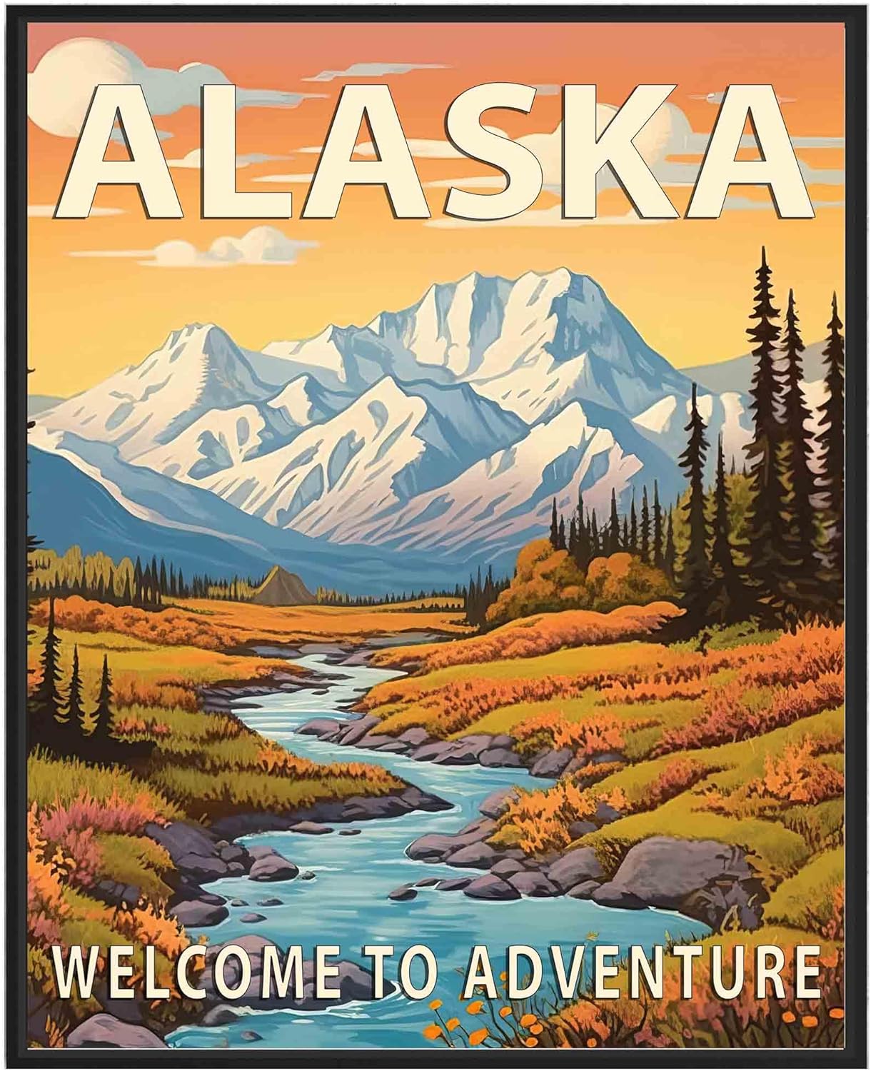 AEFER Alaska Poster Art Print, Retro States Landscape Wall art Decor ...