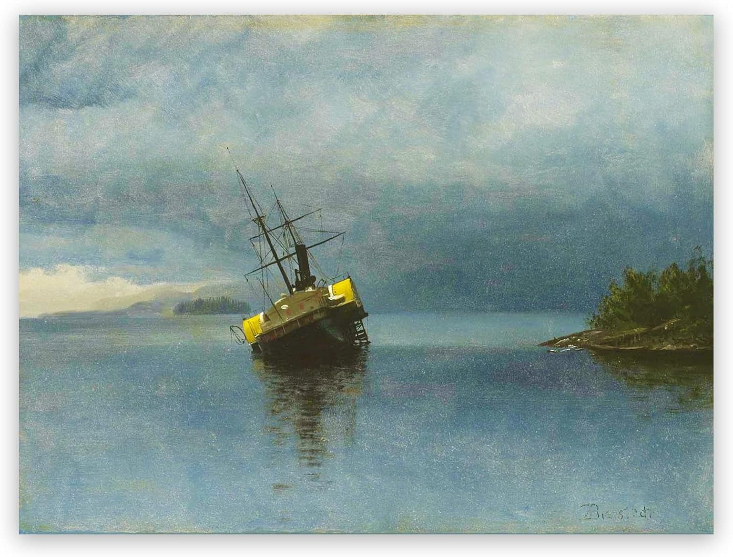 AEFER Albert Bierstadt Canvas Art Print Wreck of the 'Ancon' in Loring ...