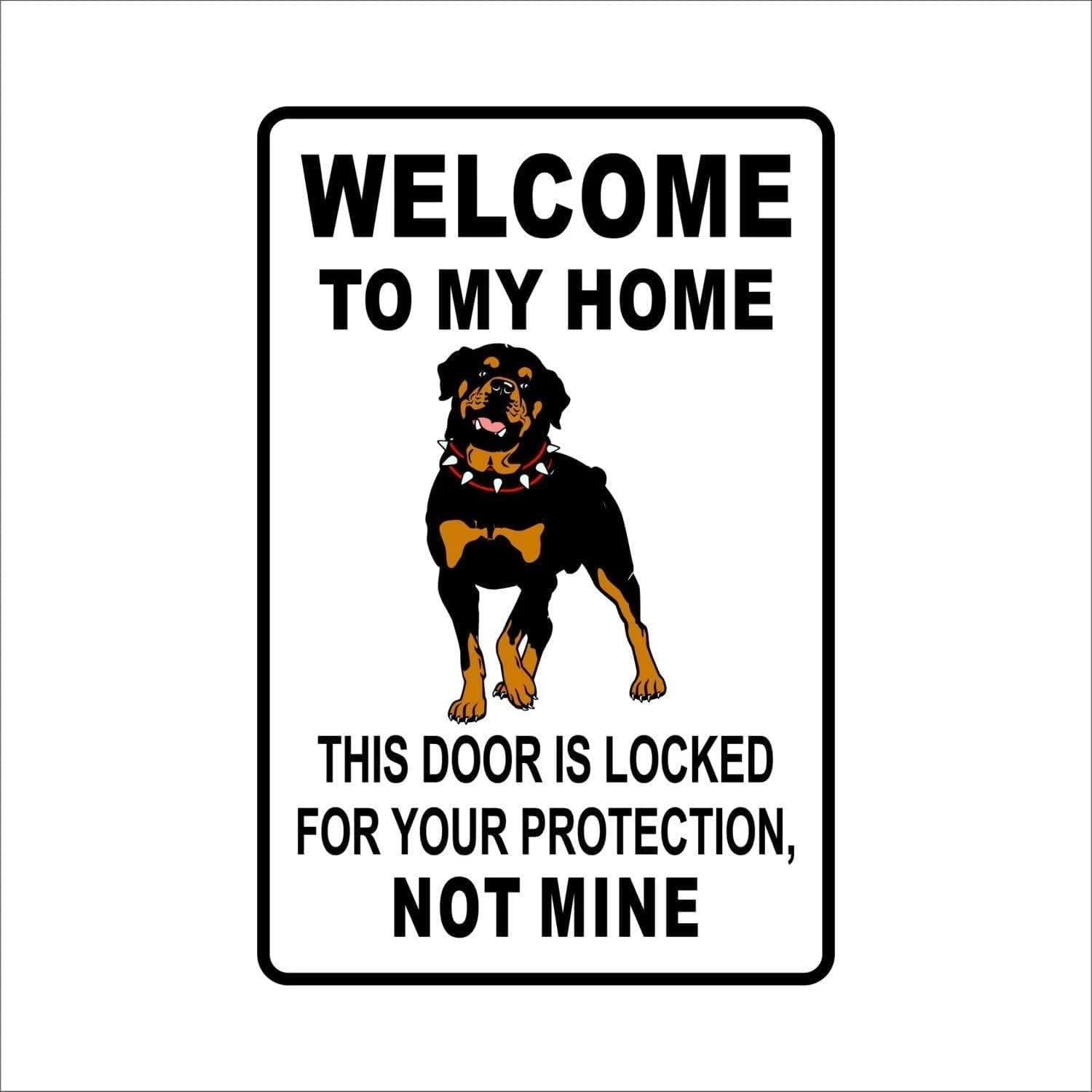 AEFER Aluminum Metal Sign Retro Style Welcome To My Home Rottweiler ...