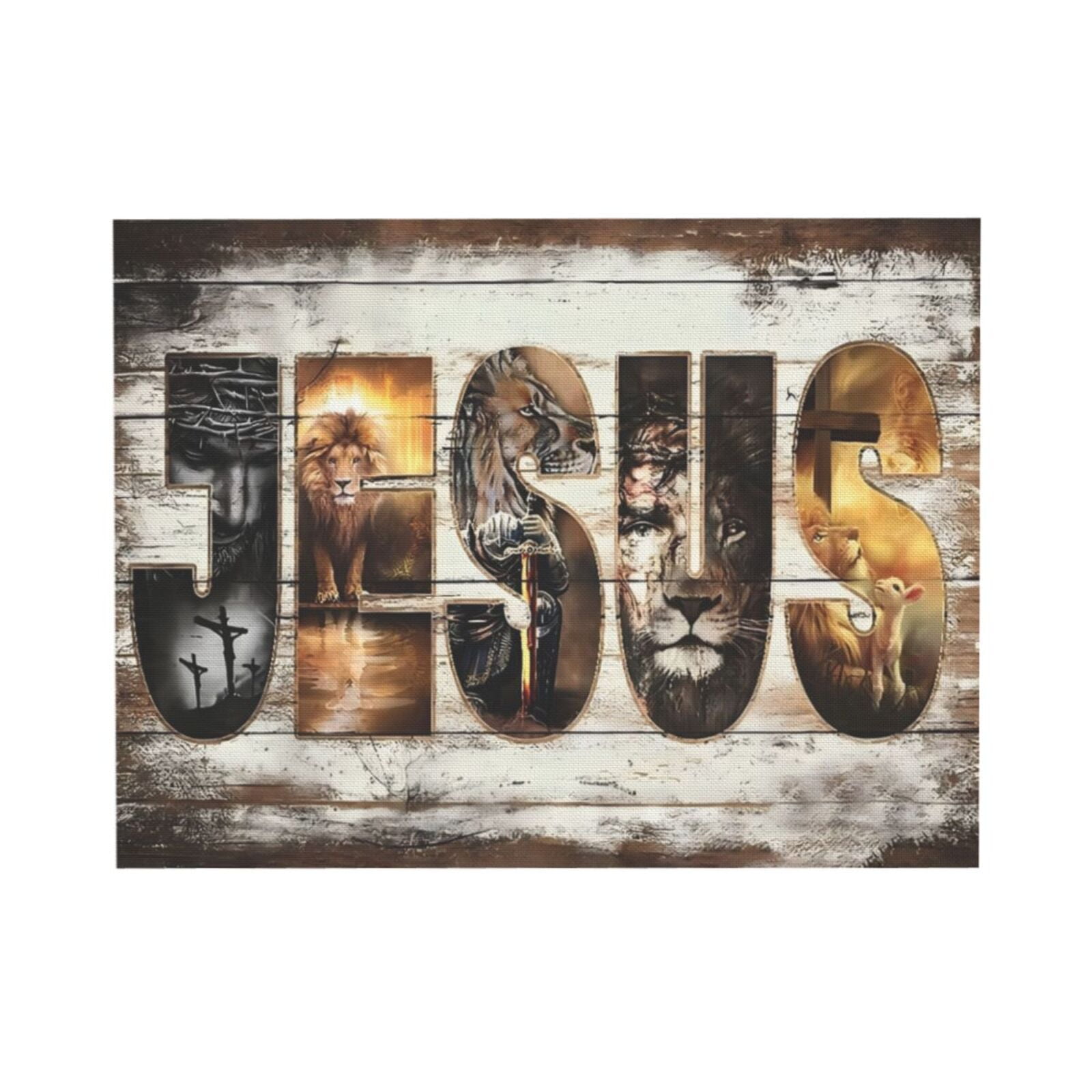 AEFER Amazing Jesus Pictures Canvas Poster Jesus Lion and Lamb Canvas ...