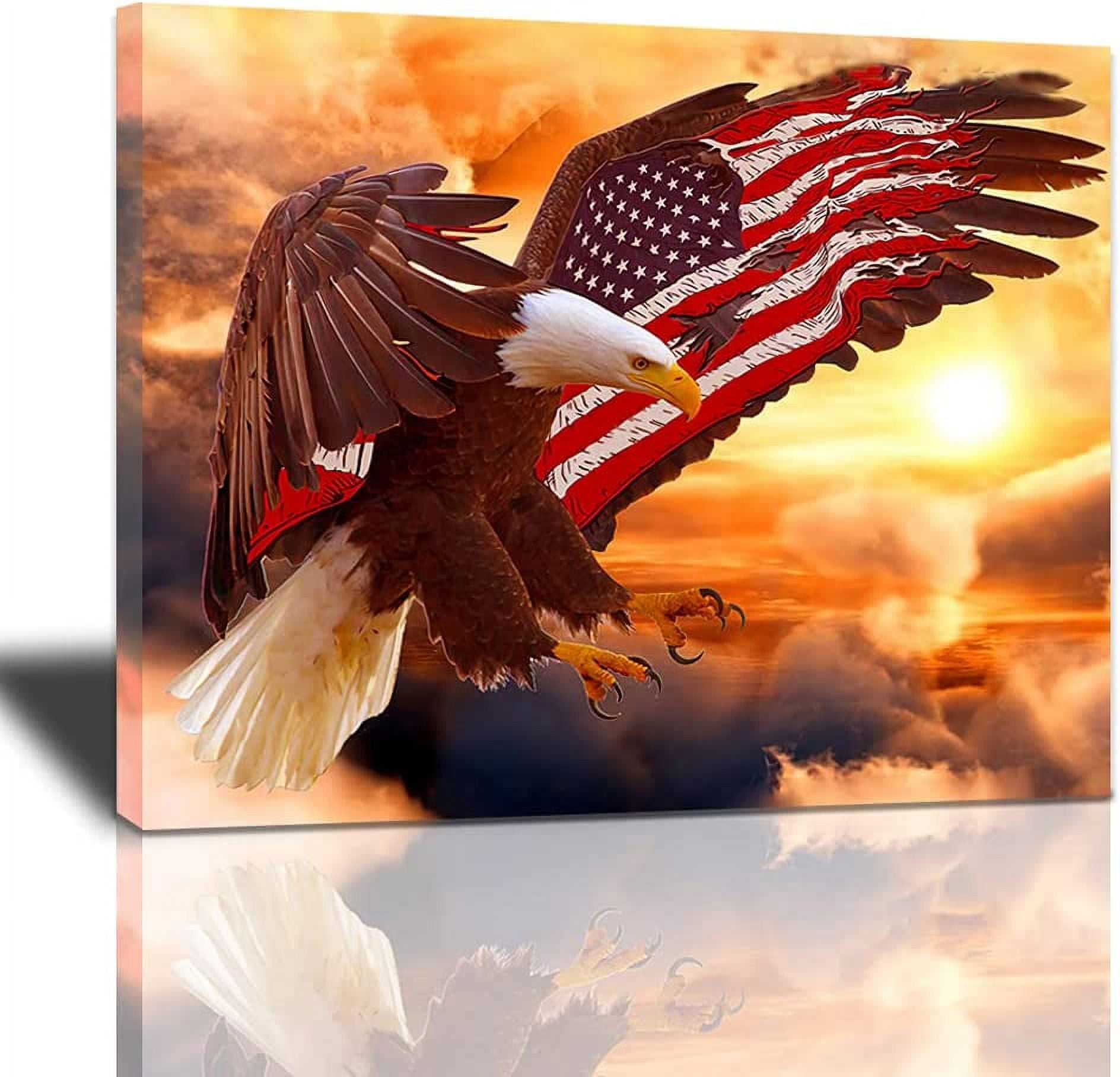 AEFER American Bald Eagle Wall Art Flying Eagle Canvas Prints Patriotic ...