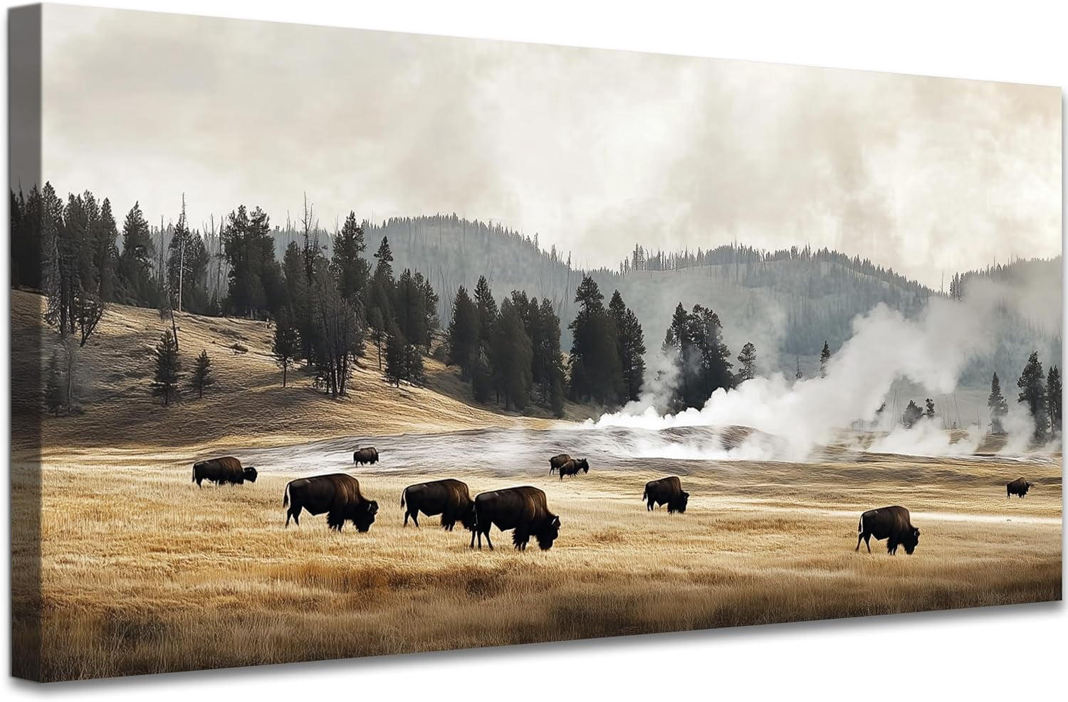 AEFER American Bison Canvas Wall Art - Wildlife Animal Buffalo Wall Art ...