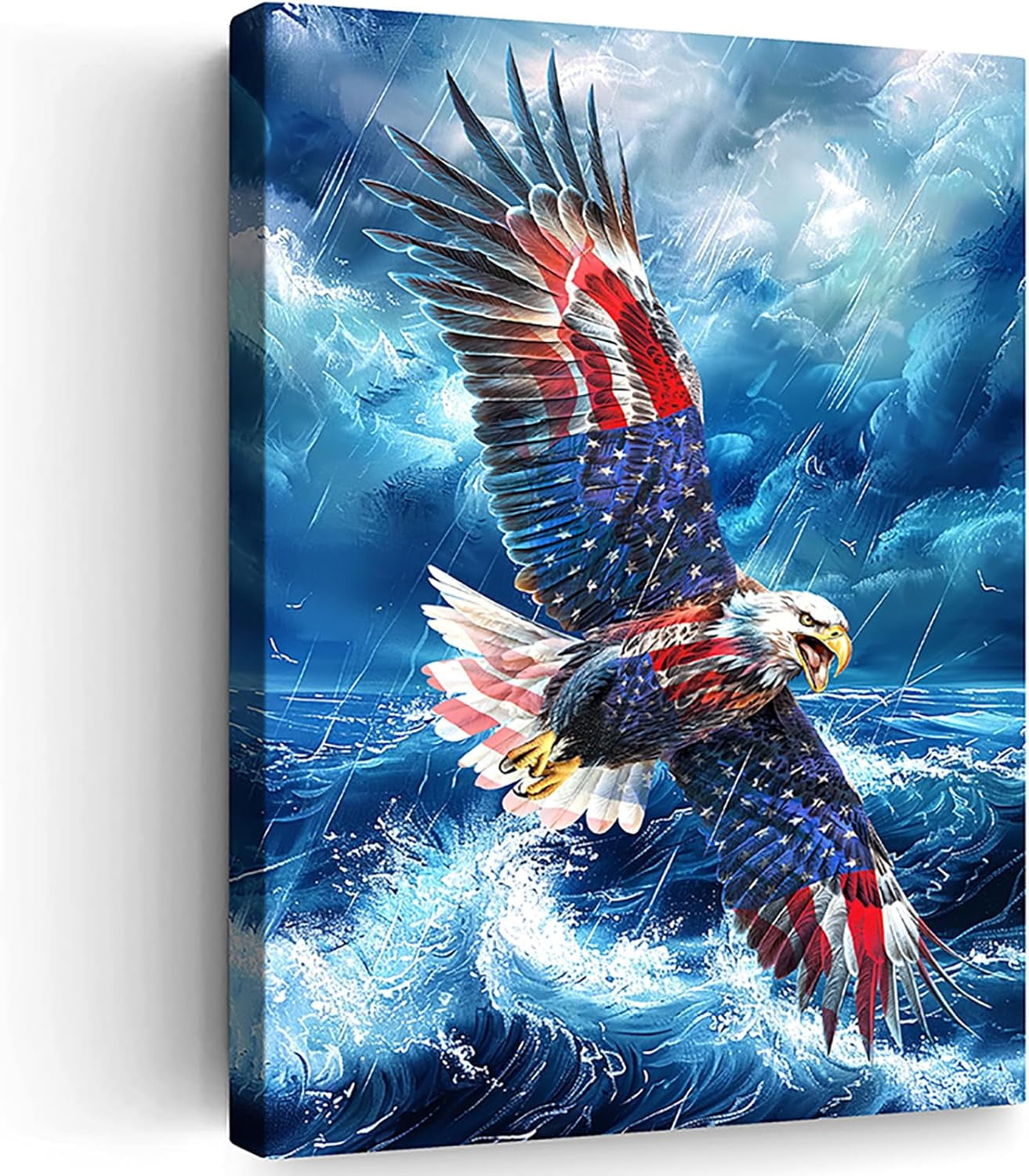 AEFER American Flag Canvas Wall Art Eagle Wall Art Flag of USA with ...