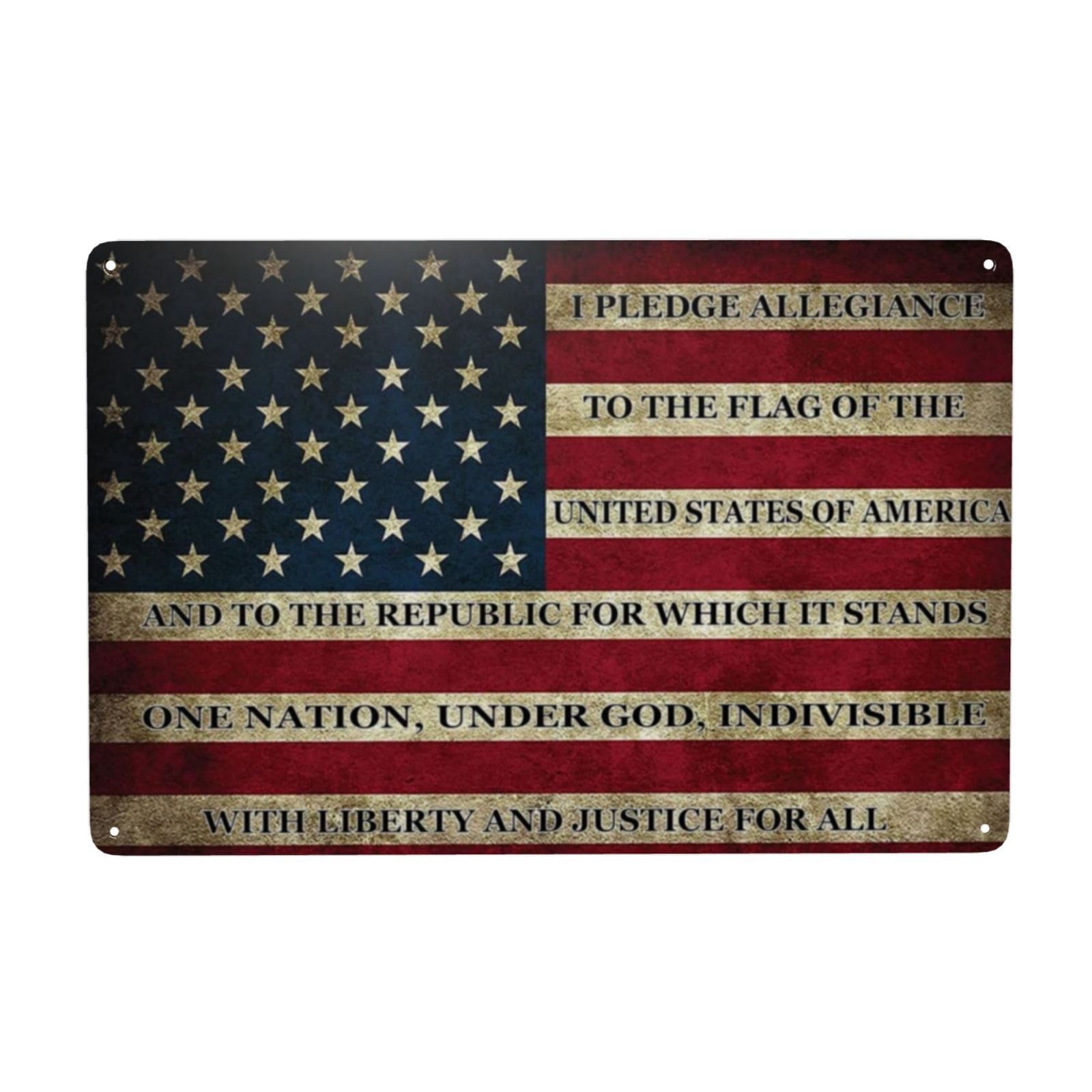 AEFER American Flag Pledge Allegiance Metal Tin Signs, Vintage Wall Art ...