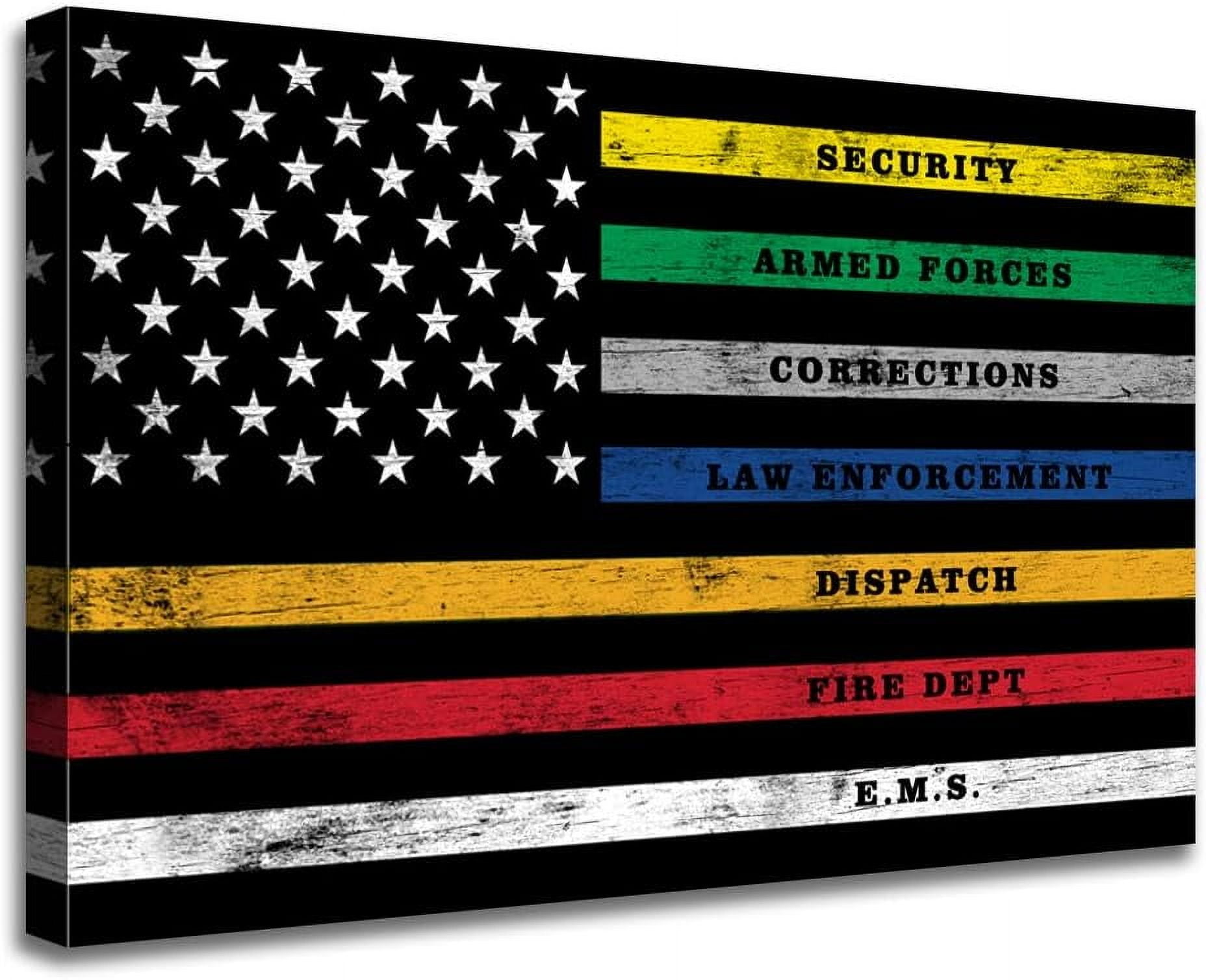 AEFER American Flag Poster Wall Art Canvas Room Decor·EMT/EMS Military ...