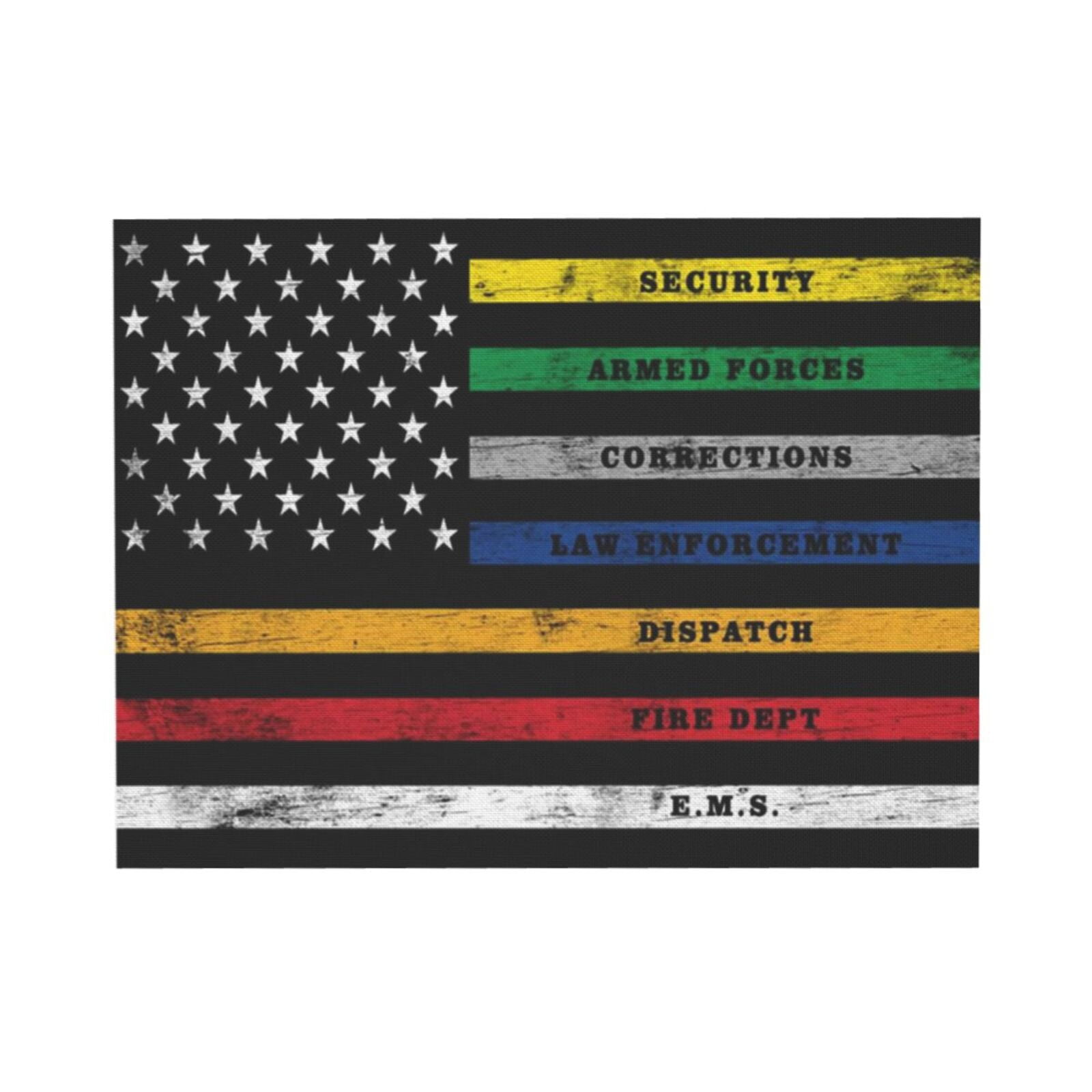 AEFER American Flag Poster Wall Art Canvas Room Decor·EMT/EMS Military ...