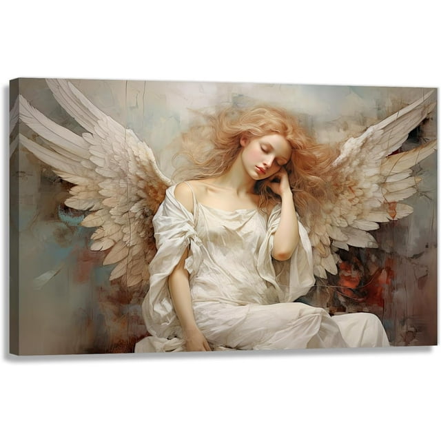 AEFER Angel Canvas Wall Art Vintage Religious Art Posters Watercolor ...