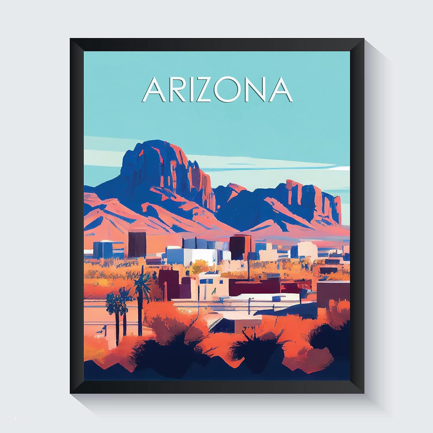 AEFER Arizona Art Print, Arizona State Map Travel Poster, Home Office ...