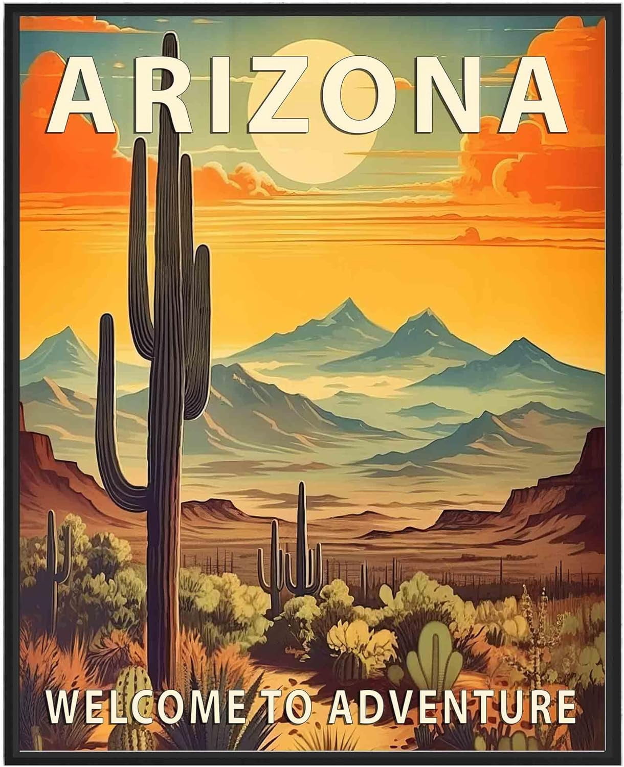 AEFER Arizona Poster Art Print, Retro States Landscape Wall art Decor ...