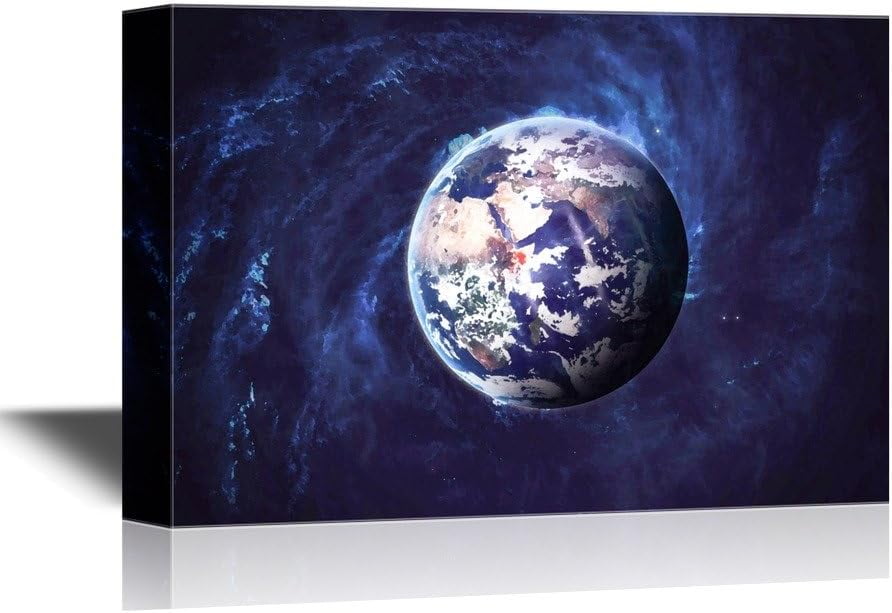 AEFER Astronomy Canvas Wall Art - Planet Earth Viewed from Outer Space - Gallery Wrap Modern ...
