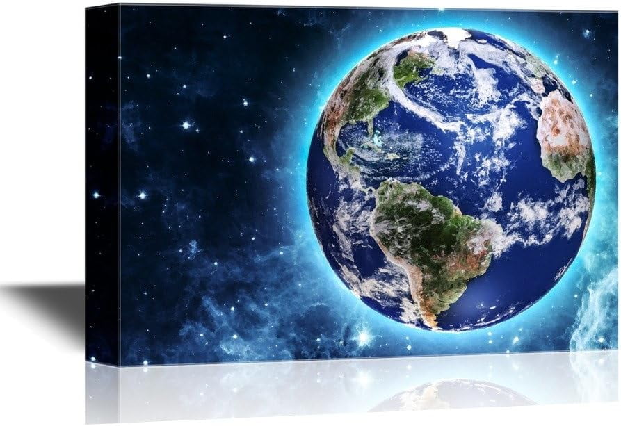 AEFER Astronomy Canvas Wall Art - Planet Earth Viewed from The Outer Space - Gallery Wrap Modern ...