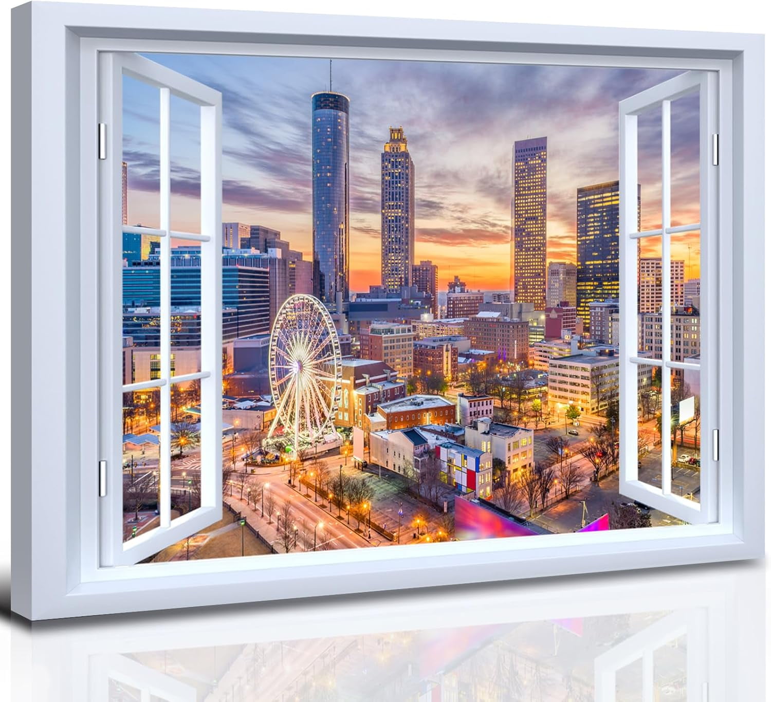 AEFER Atlanta Skyline Wall Art for Living Room Cityscape Canvas Modern ...