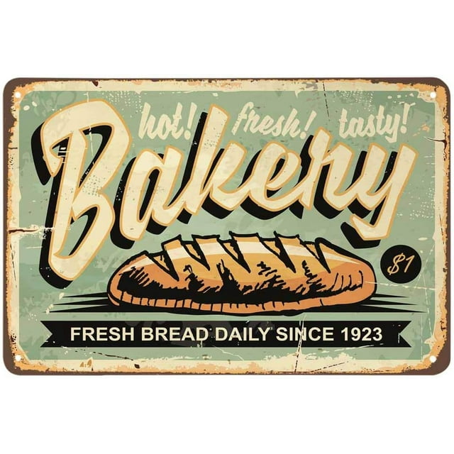 AEFER Bakery Tin Sign,Fresh Bread Daily Delicious Food Tasty Bake ...