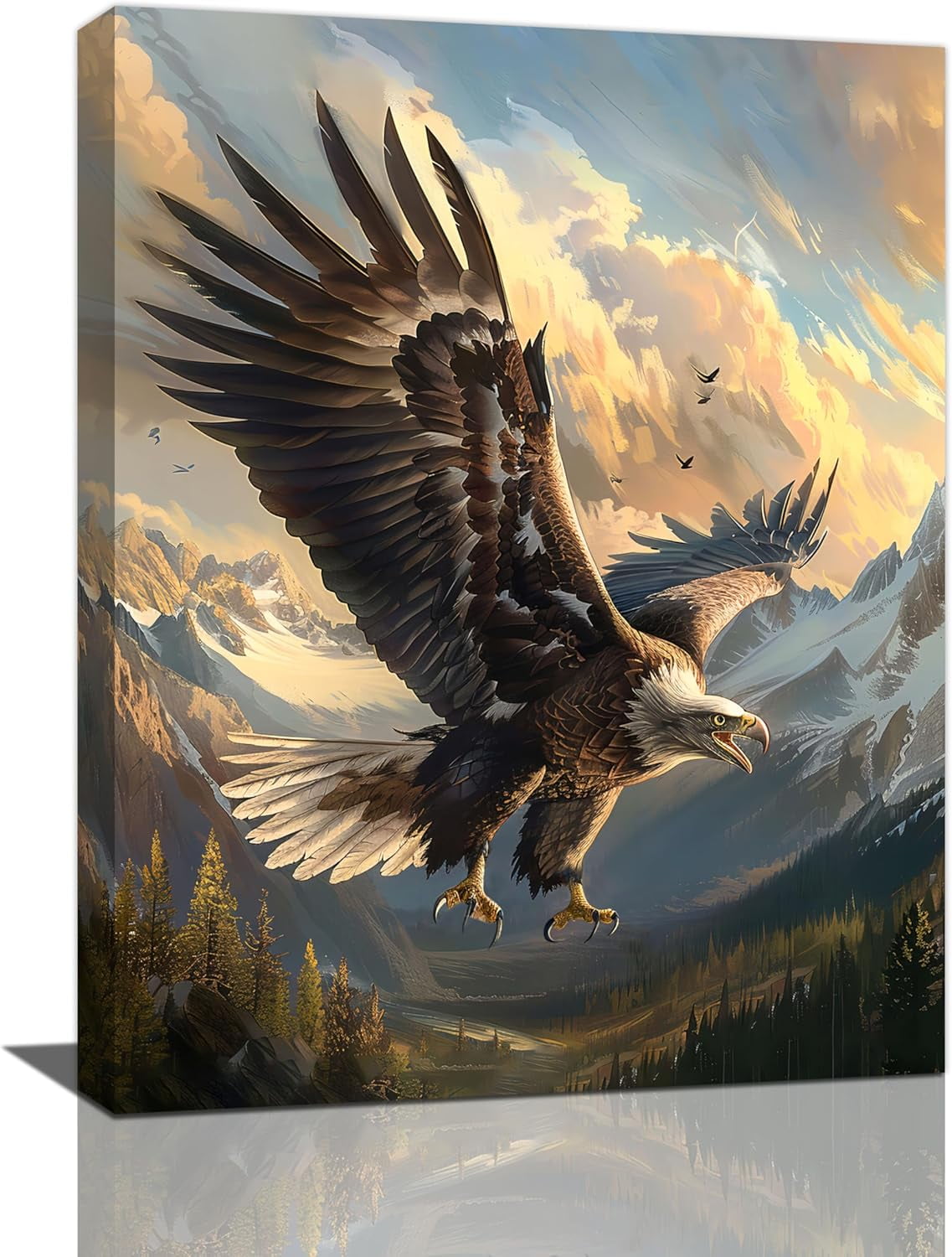 AEFER Bald Eagle Wall Art American Flying Eagle Pictures Wall Decor ...