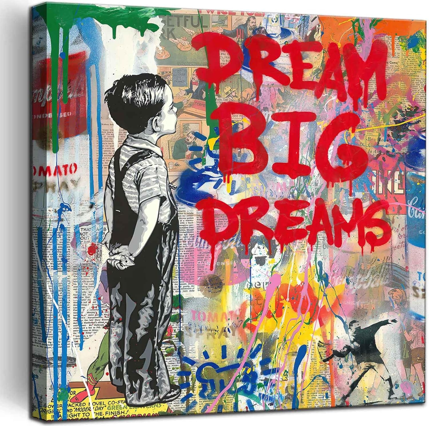 AEFER Banksy Graffiti Canvas Wall Art Dream Big Graffiti Wall Decor ...