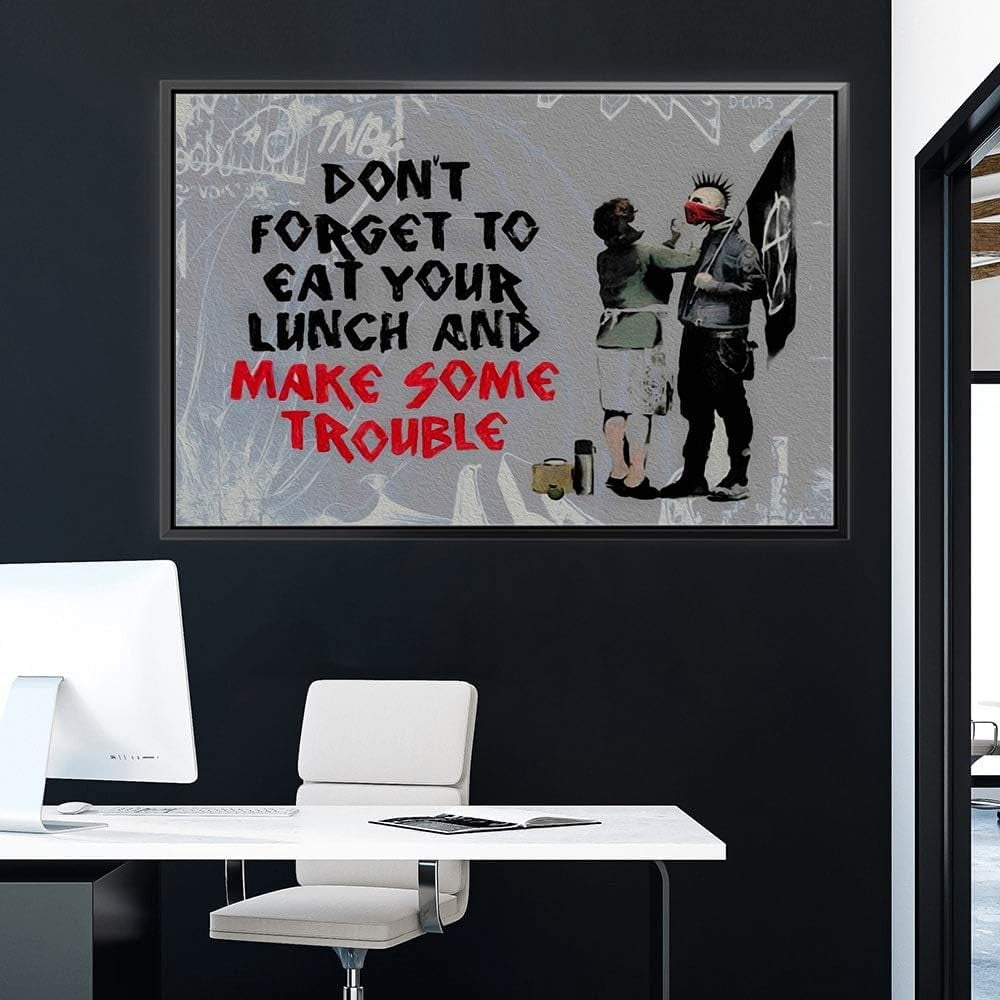 AEFER Banksy Graffiti Street Art Canvas Collections. Ready to Hang.Made in USA #5 (45in x 30in ...