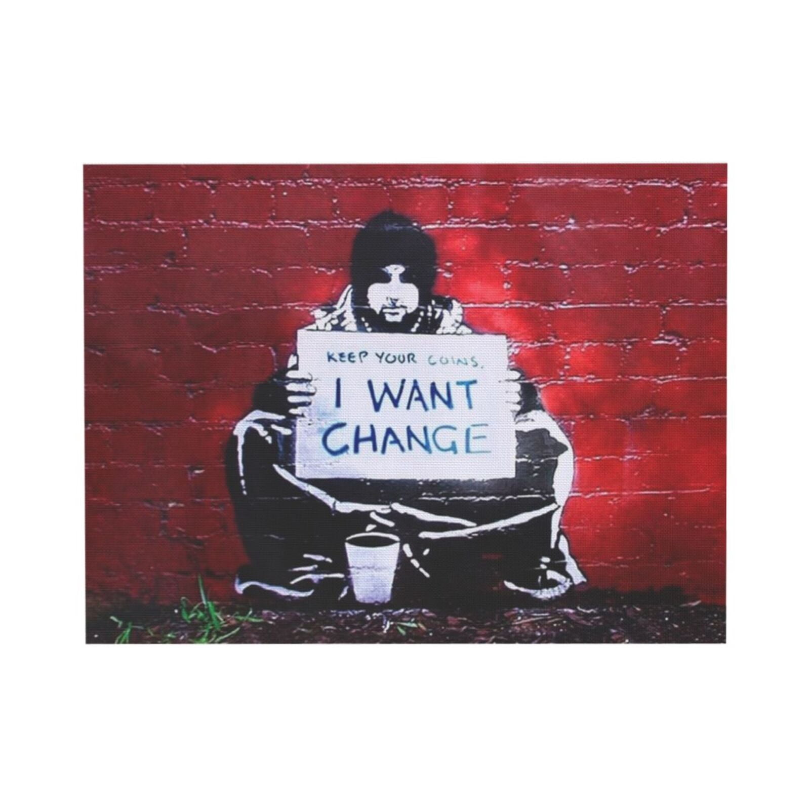 AEFER Banksy Keep Coins I Want Change Canvas Wall Art Picture Print ...
