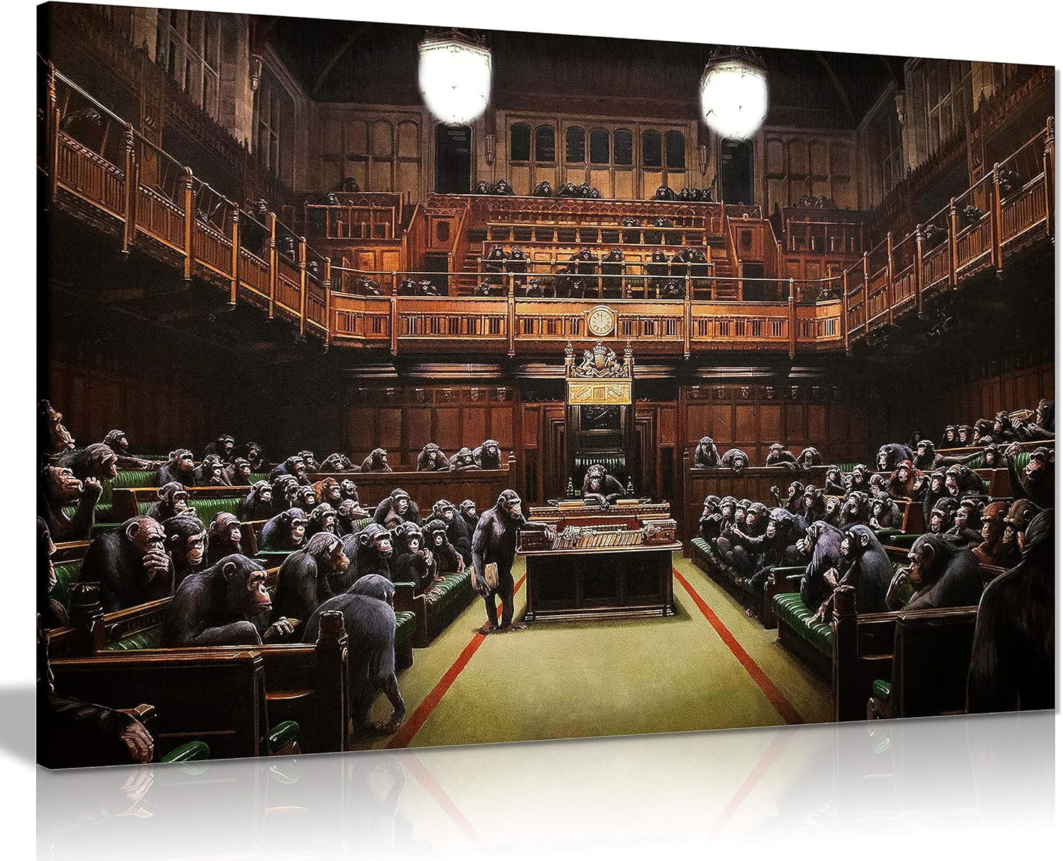 AEFER Banksy Monkey Parliament Canvas Wall Art Picture Print (36x24in ...