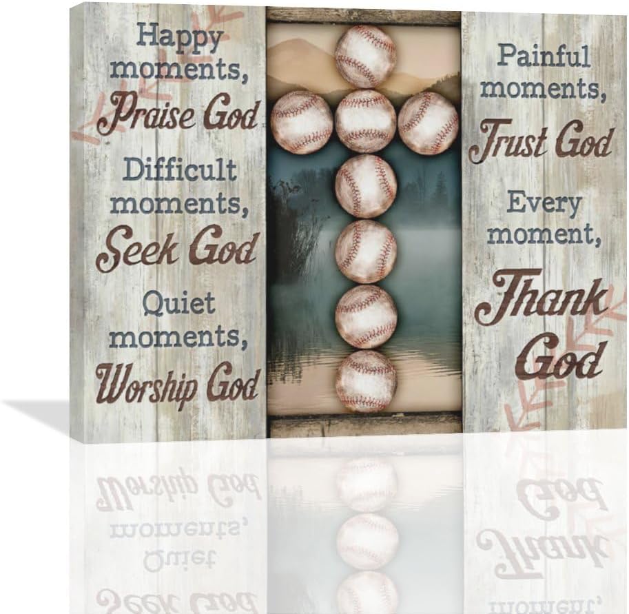 AEFER Baseball Wall Art Motivational Baseballs Pictures Wall Decor ...
