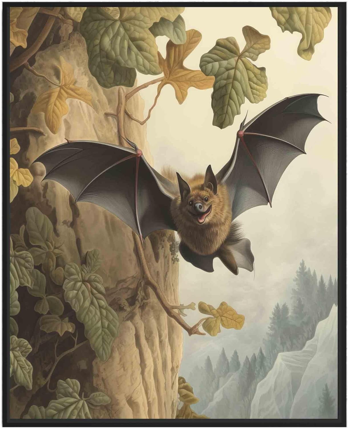 AEFER Bat Vintage Poster Art Print Retro Vintage Animal Wall Art Poster ...