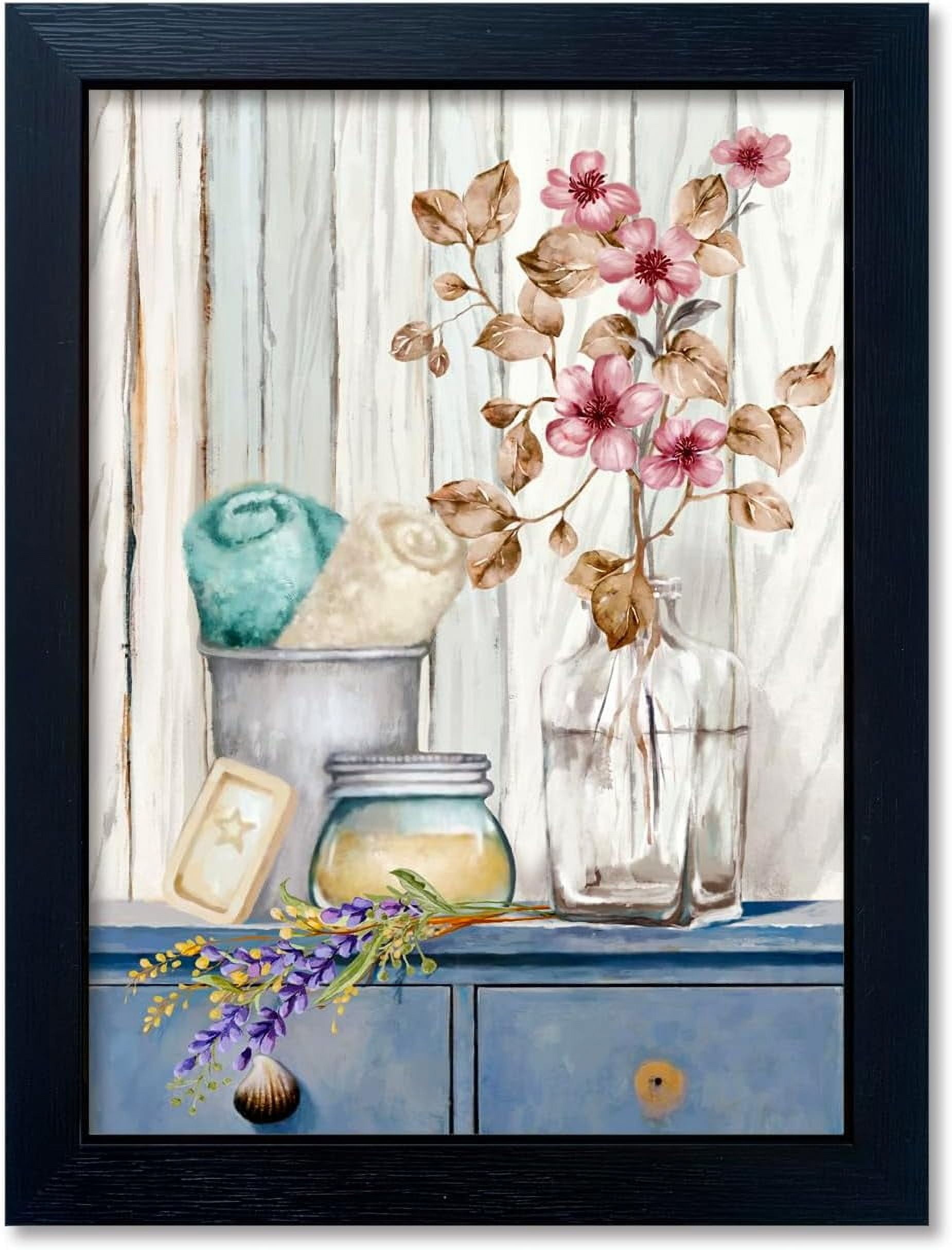 AEFER Bathroom Decor Wall Art Farmhouse Flower Pictures Floral Bathroom ...