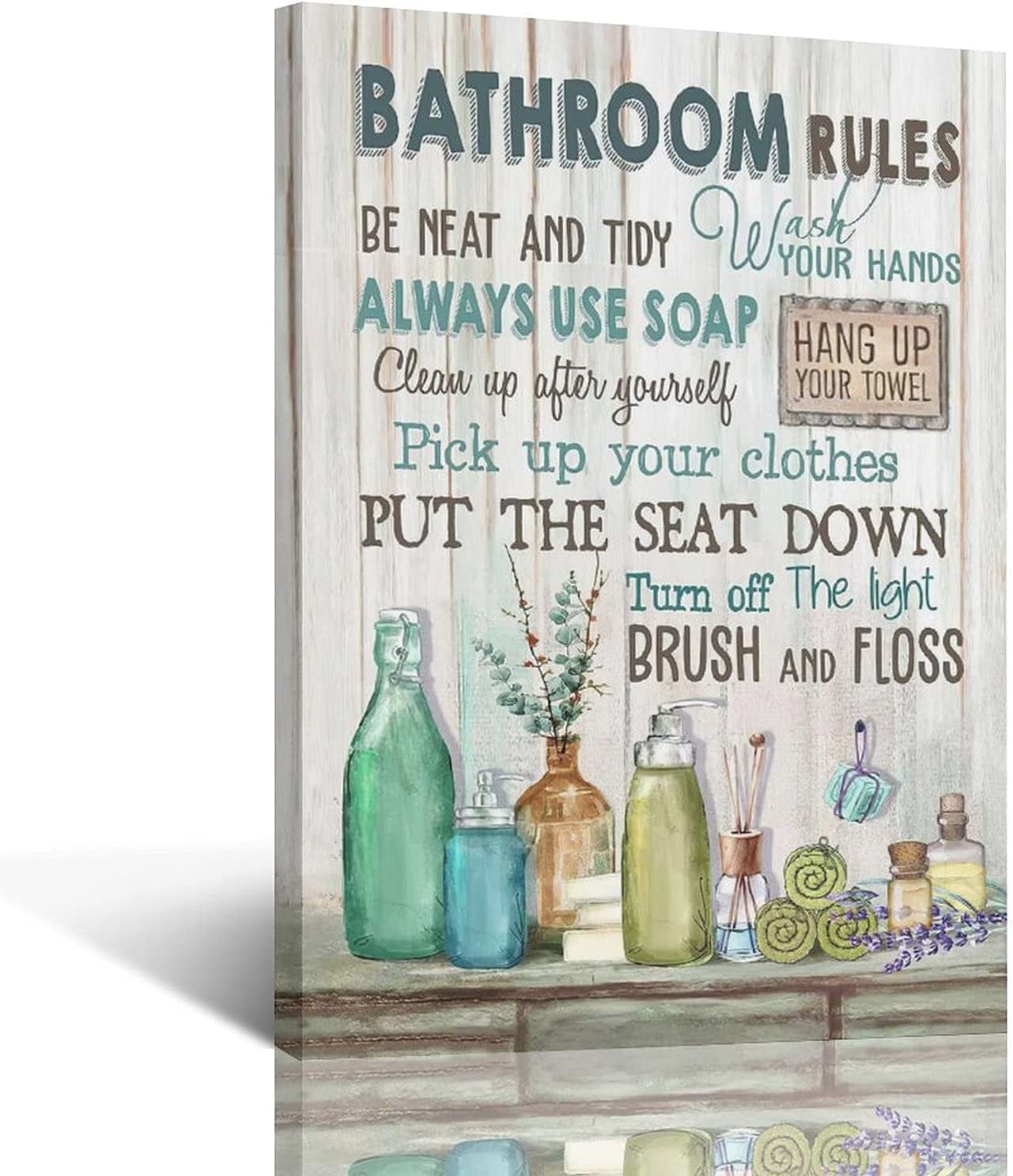 AEFER Bathroom Decor Wall Art, Bathroom Rules Wall Decor, Rustic ...