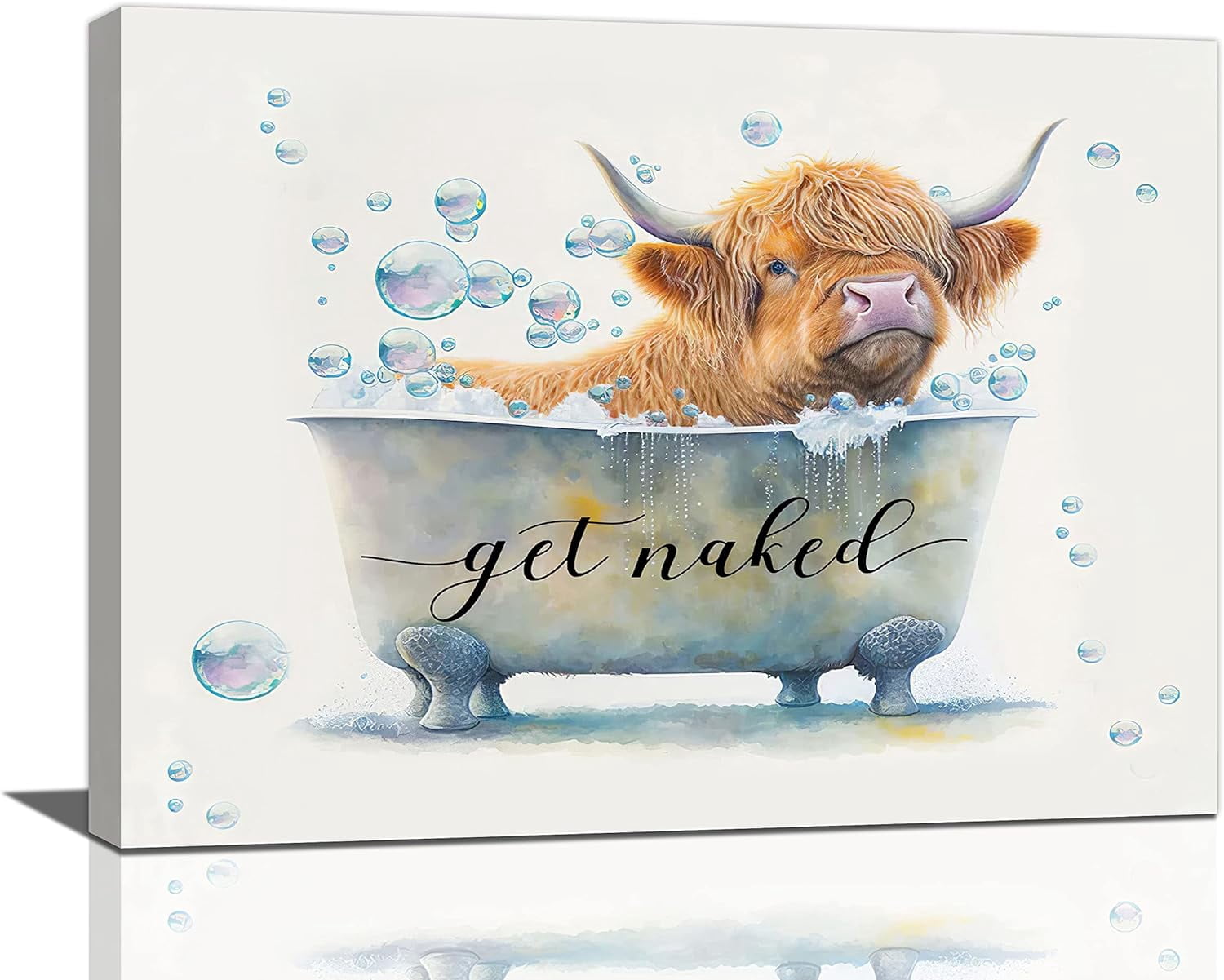 AEFER Bathroom Highland Cow Wall Art Highland Cow in Bathtub Pictures ...