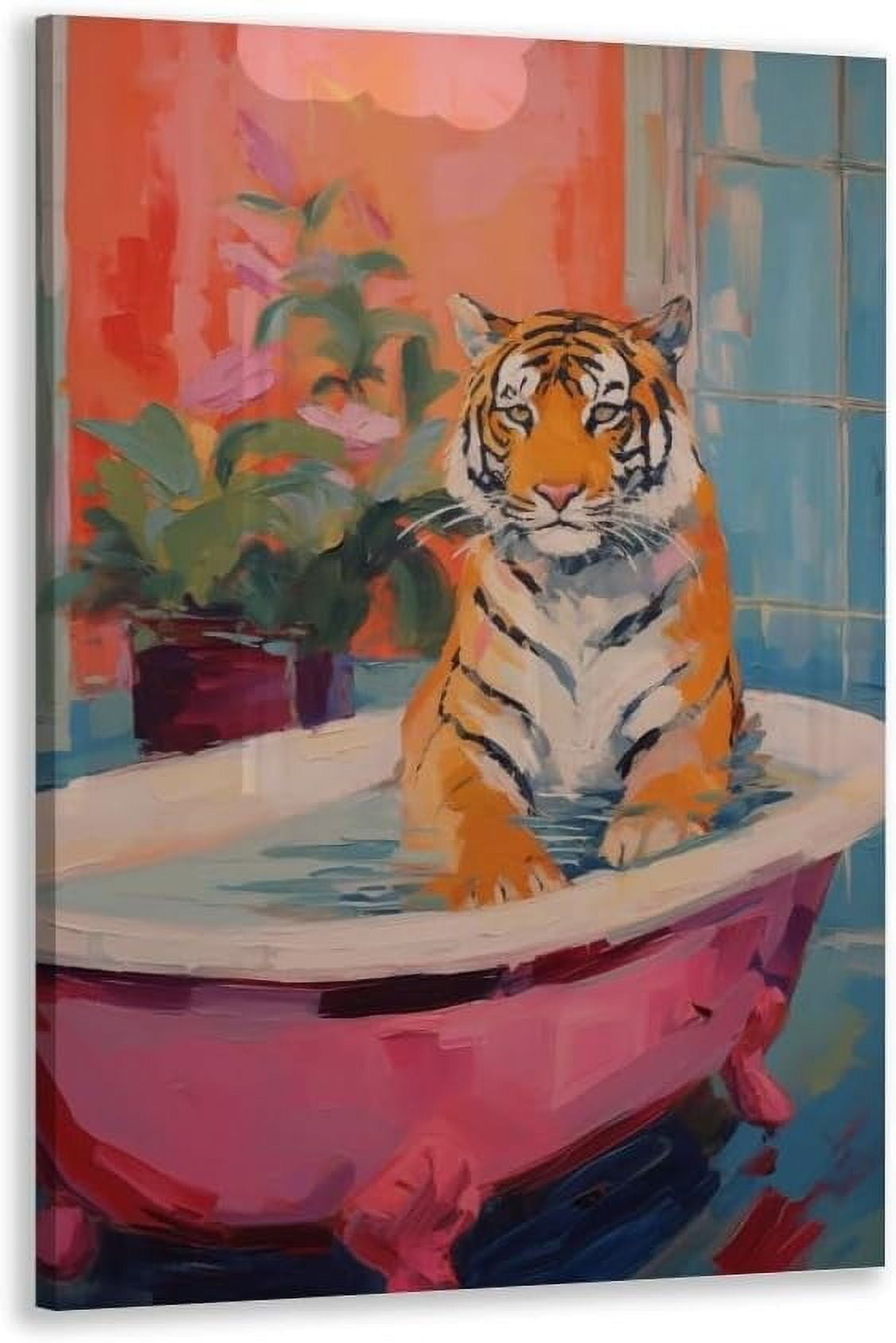 AEFER Bathroom Tiger Wall Art Tiger Poster Maximalist Dopamine Decor ...