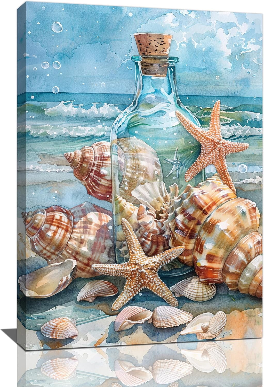 AEFER Bathroom Wall Art Blue BeaWall Decor Coastal Ocean Theme Seashell ...