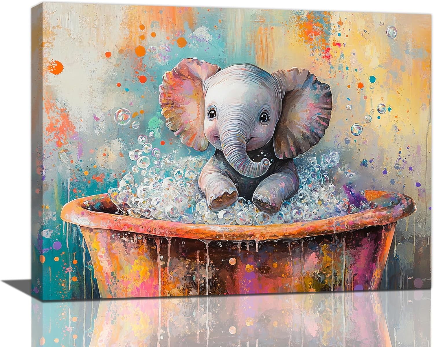 AEFER Bathroom Wall Art Colorful Elephant Wall Decor Animals Pictures ...