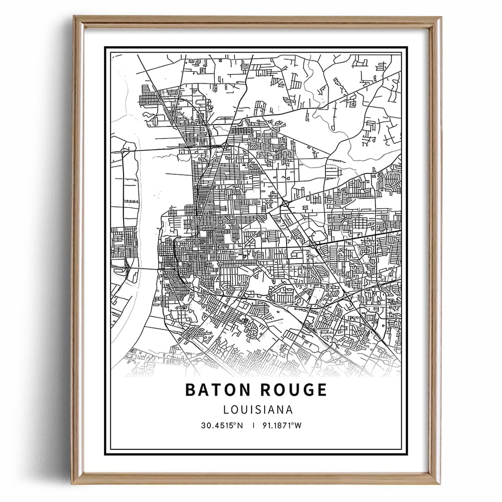 AEFER Baton Rouge Louisiana Poster - Minimalist Black White Wall Art ...
