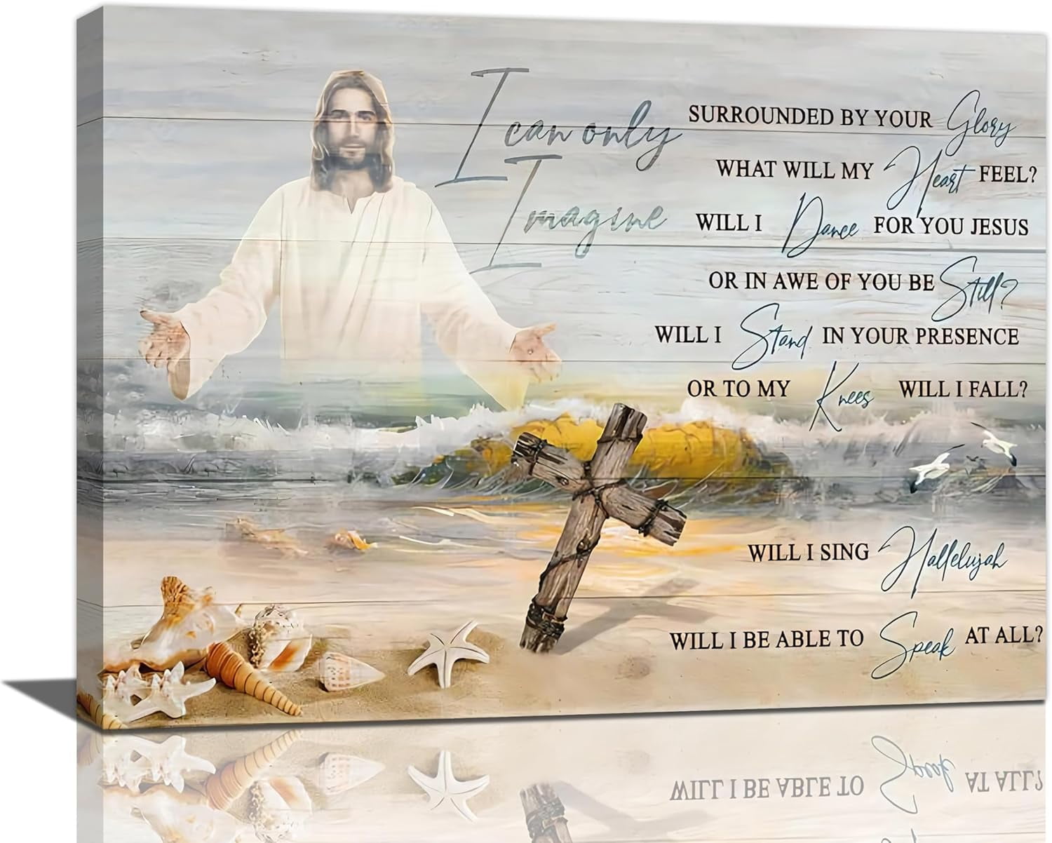 AEFER BeaJesus Wall Art Ocean Christian Cross Pictures Wall Decor ...
