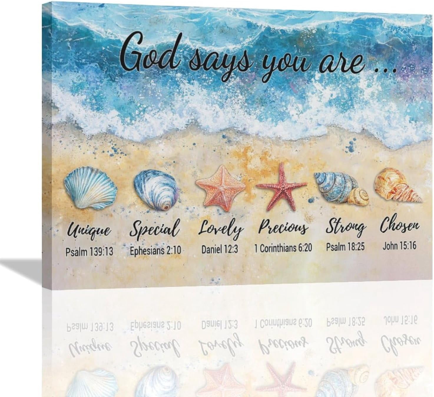 AEFER BeaOcean Wall Art Christian Coastal Pictures Wall Decor Religious ...