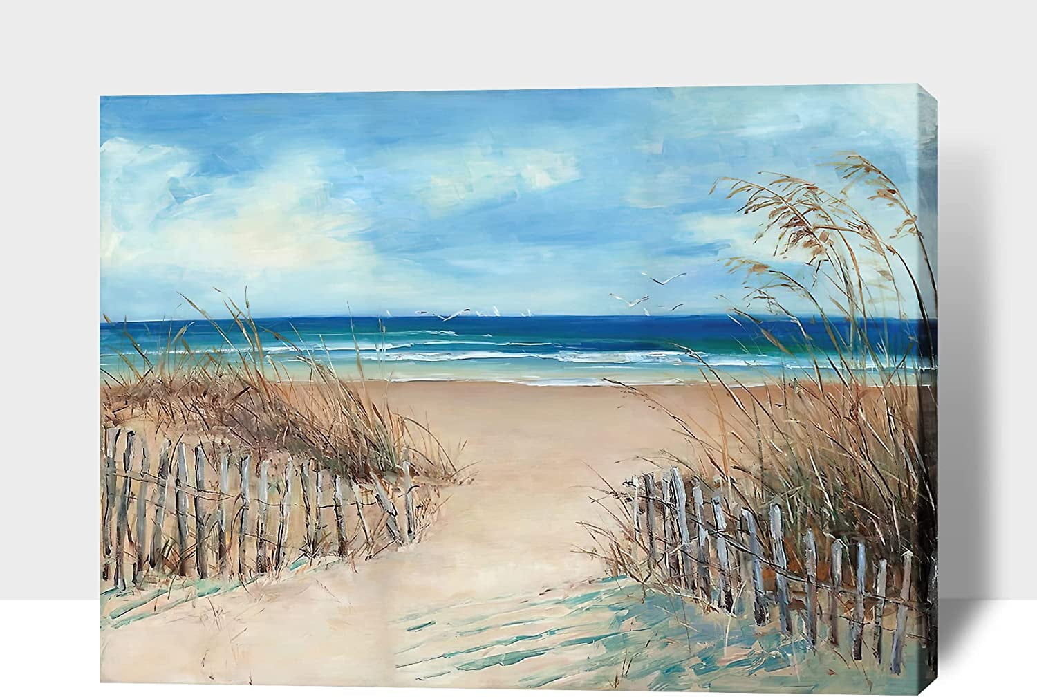 AEFER Beach Canvas Wall Art, Blue Ocean Pictures Coastal Art Painting ...