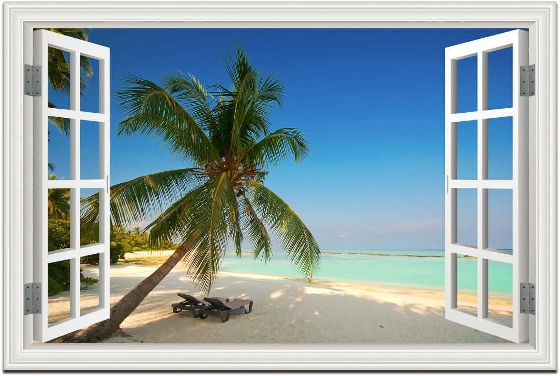 AEFER Beach for Ocean Theme Canvas Pictures for Bedroom White Fake ...