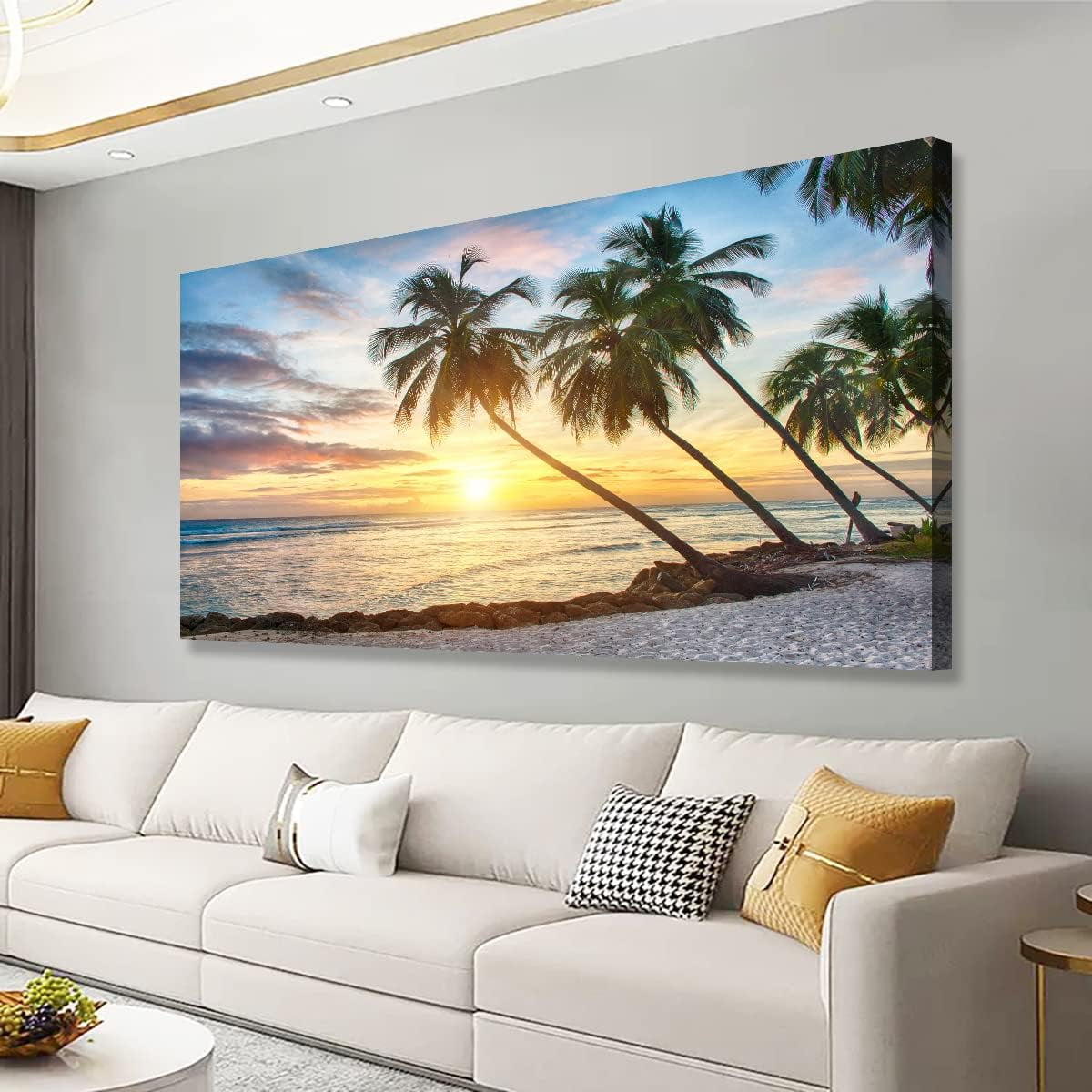 AEFER Beach Pictures Canvas Wall Art for Living room Bedroom Wall Decor,Palm Wall Art Print ...