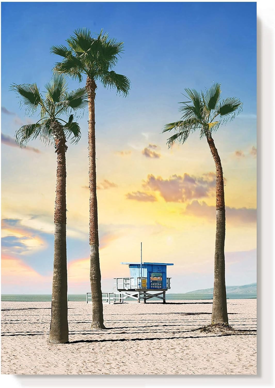 AEFER Beach Seaside Canvas Wall Art: Coastal Palm Tree Painting Ocean a ...
