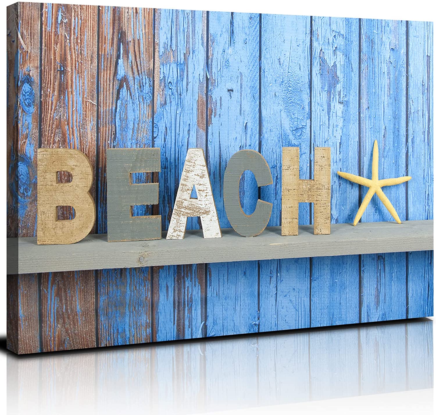 AEFER Beach Signs for Home Decor Nautical Wall Art Starfish Canvas ...