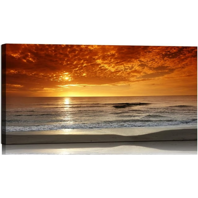 AEFER Beach Sunset Pictures Canvas Wall Art For Ocean Painting Decor ...