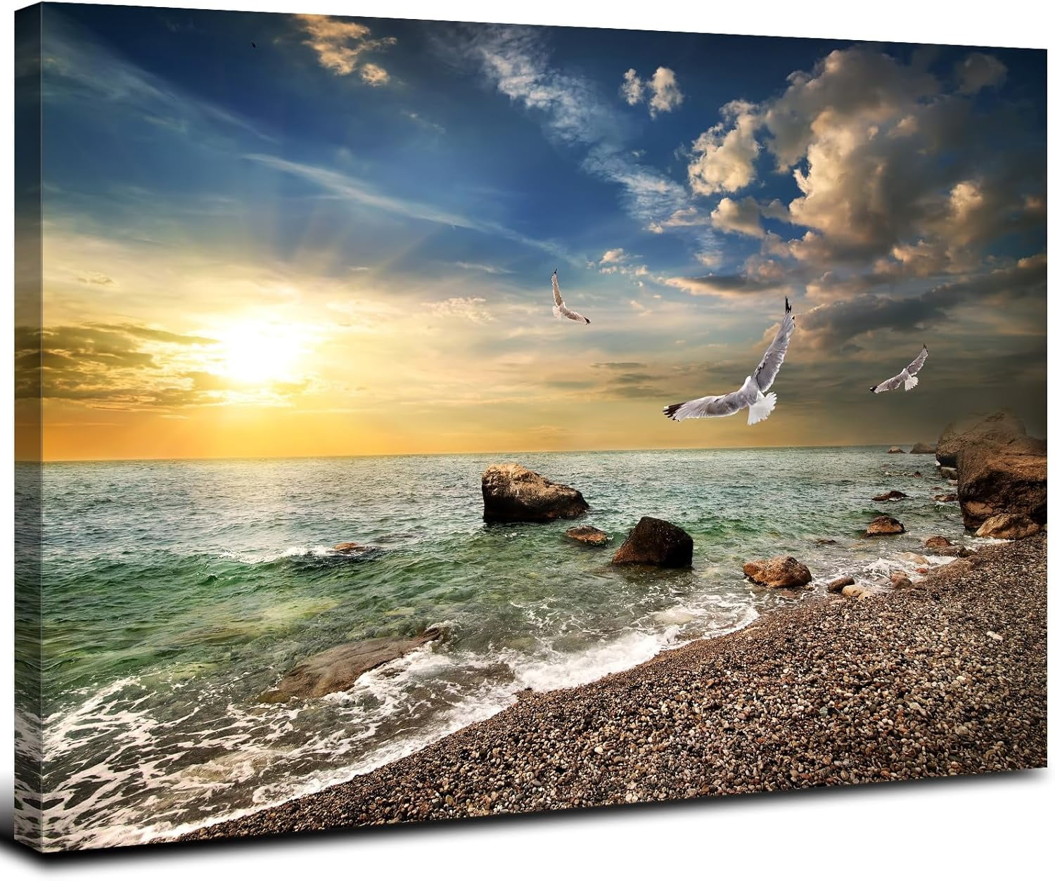 AEFER Beach Wall Art Sunset Nature Landscape Photography Picture ...