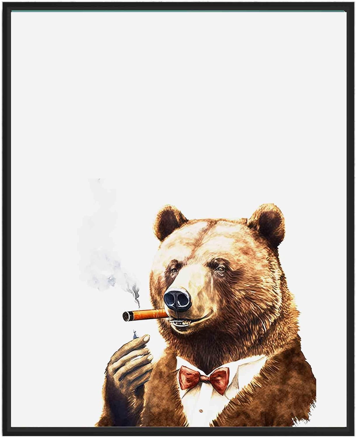 AEFER Bear Smoking Cigar Art Print Poster, Abstract Watercolor Animal Wall Art Prints, WIldlife ...
