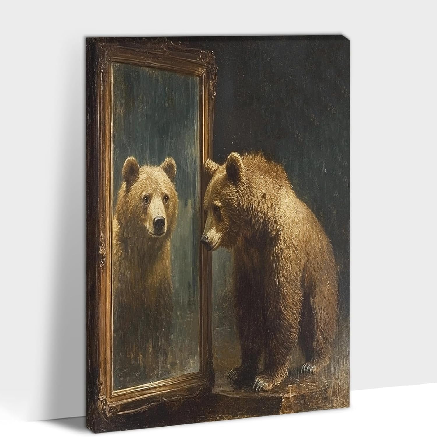 AEFER Bear Wall Art, Brown Bear and Mirrors Picture Wall Decor, Bear ...