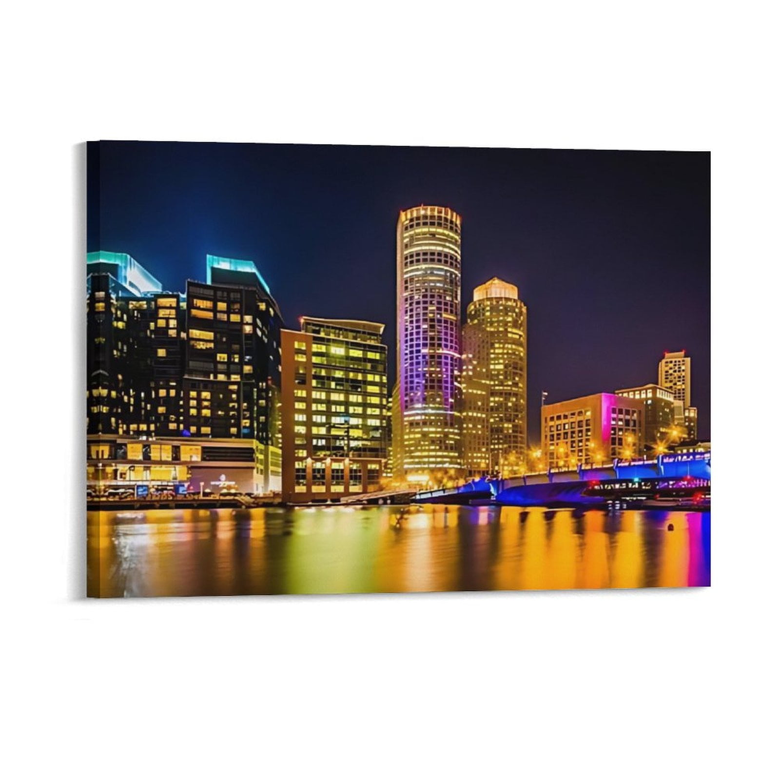 AEFER Beautiful Cityscape The Boston Skyline at Night Seen from Fort ...