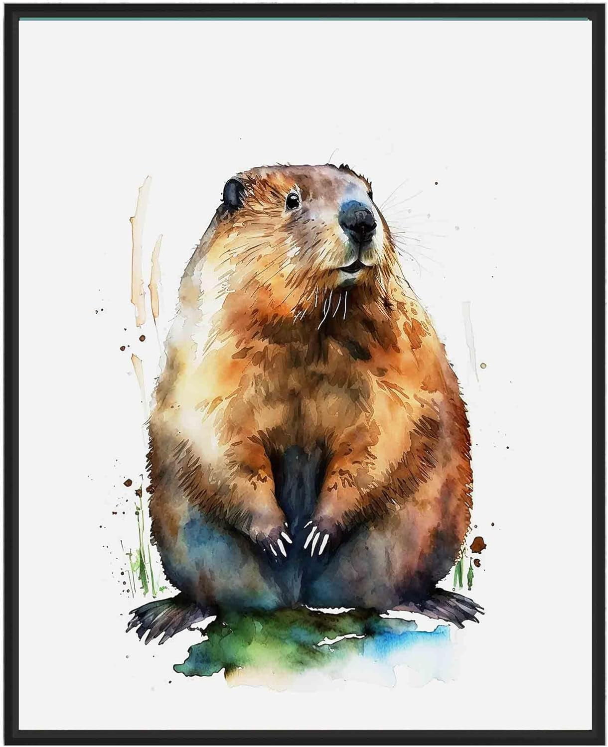 AEFER Beaver Art Print Poster, Abstract Watercolor Animal Wall Art Prints, WIldlife Nature ...