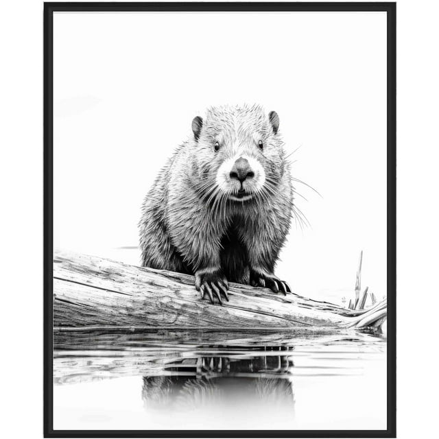 AEFER Beaver Art Prints Posters, Black and White Photography Wall Art ...