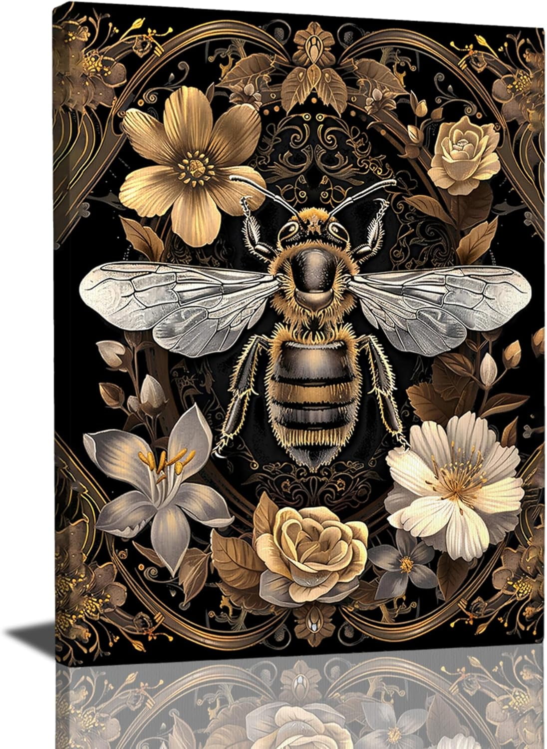 AEFER Bee Decor Wall Art Golden Bee Wall Decor Golden Bee Poster Bee ...