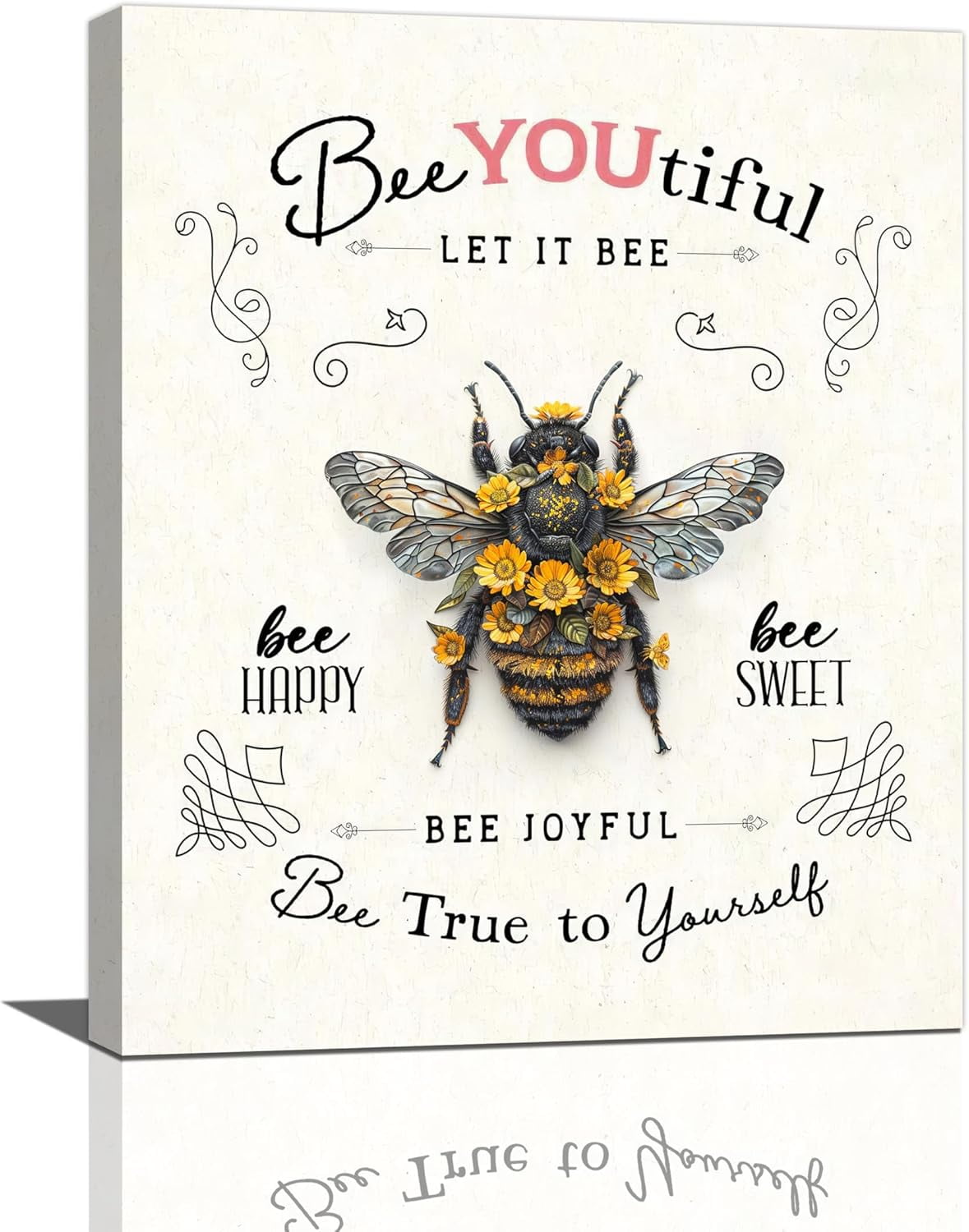 AEFER Bee Wall Art Farmhouse Sunflower Honey Bee Pictures Wall Decor ...