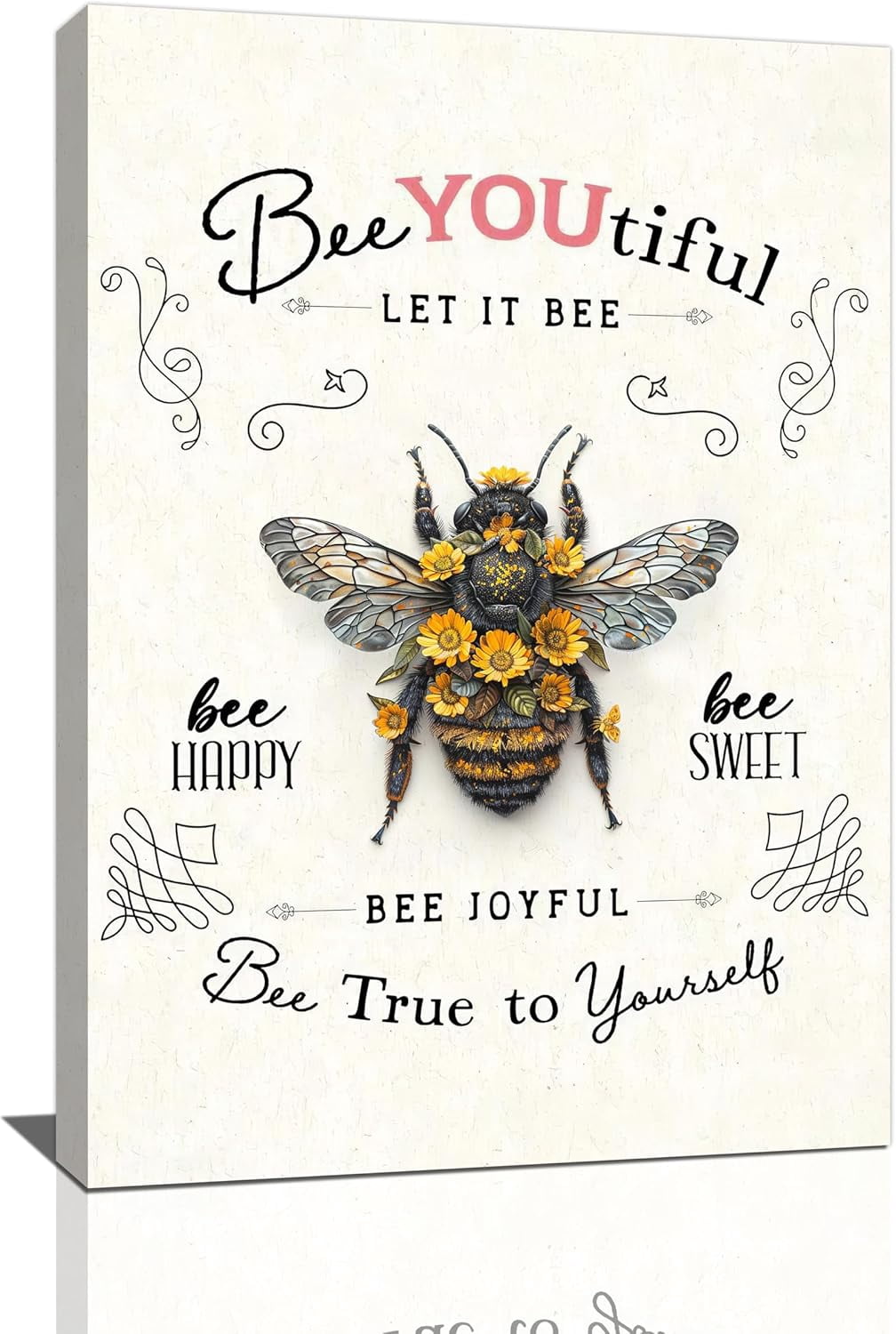 AEFER Bee Wall Art Farmhouse Sunflower Honey Bee Pictures Wall Decor ...