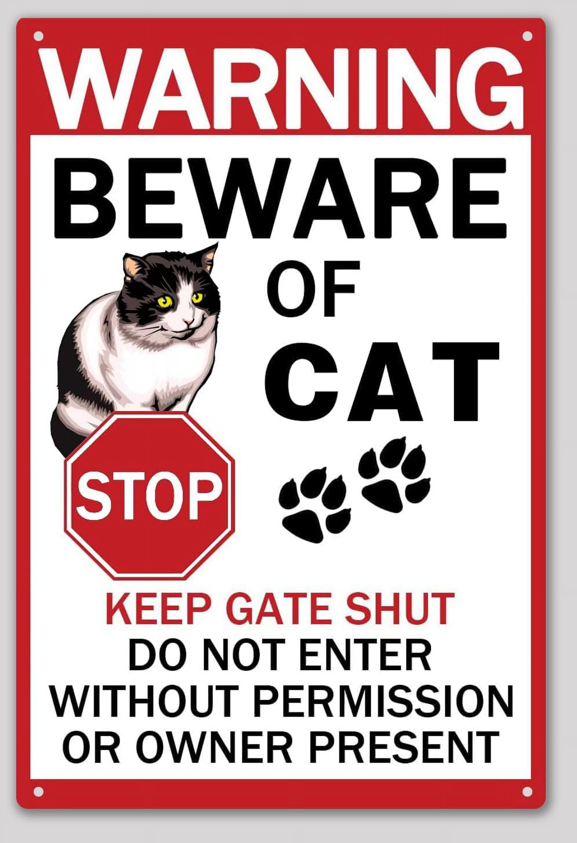 AEFER Beware of Cat Signs for Fence, Beware of Cat Sign for Property ...